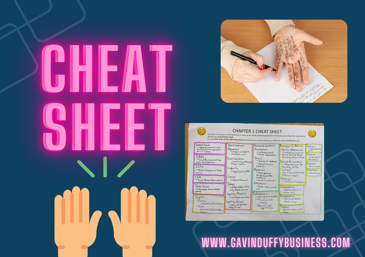 My favourite class activity - The Cheat Sheet! – Gavin Duffy Business ...